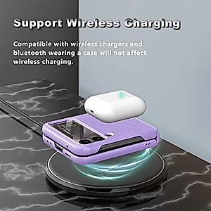 Vihibii Galaxy Z Flip 3 Case with Hinge Protection & Camera Screen Protector - Slim, Non-Slip, Lightweight, 5G-Compatible (Purple)