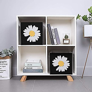 Daisies Flower Large Cubes Storage Bins Collapsible Canvas Storage Box Closet Organizers for Shelves