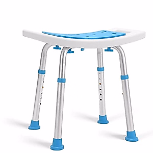 Health Line Massage Products Shower Stool 350lbs Bath Seat Chair, Tool-Free Assembly Height Adjustable Bath Bench with Padded Seat for Seniors, Elderly, Disabled, Handicap and Injured