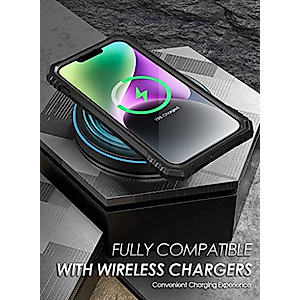 Poetic Revolution Case for iPhone 14 6.1 inch, [20FT Mil-Grade Drop Tested], Full-Body Rugged Shockproof Protective Cover with Kickstand and Built-in-Screen Protector, Black