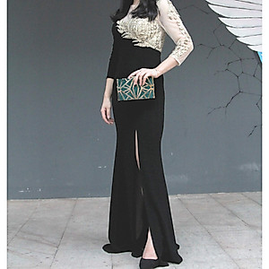 CARIEDO Women Evening Bag Elegant Clutch Purse Exquisite Velvet Metal Hollow out Handbags Prom Wedding Party (Green)