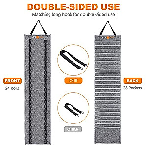 HTVRONT Vinyl Roll Holder, Vinyl Roll Storage with 24 Compartments,Vinyl Storage Organizer Rack Wall Mount/Hanging Over The Door, Craft Vinyl Storage Idea, Gift Wrap Organizer (Grey)