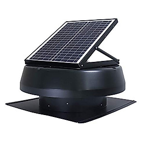 iLIVING HYBRID Ready Smart Thermostat Solar Roof Attic Exhaust Fan, 14", 1750 CFM, 2500 Coverage Area, Black