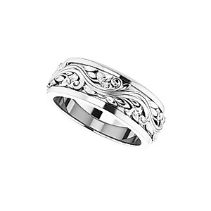 Bonyak Jewelry Sterling Silver 7mm Sculptural-Inspired Band Elegant, Size 7