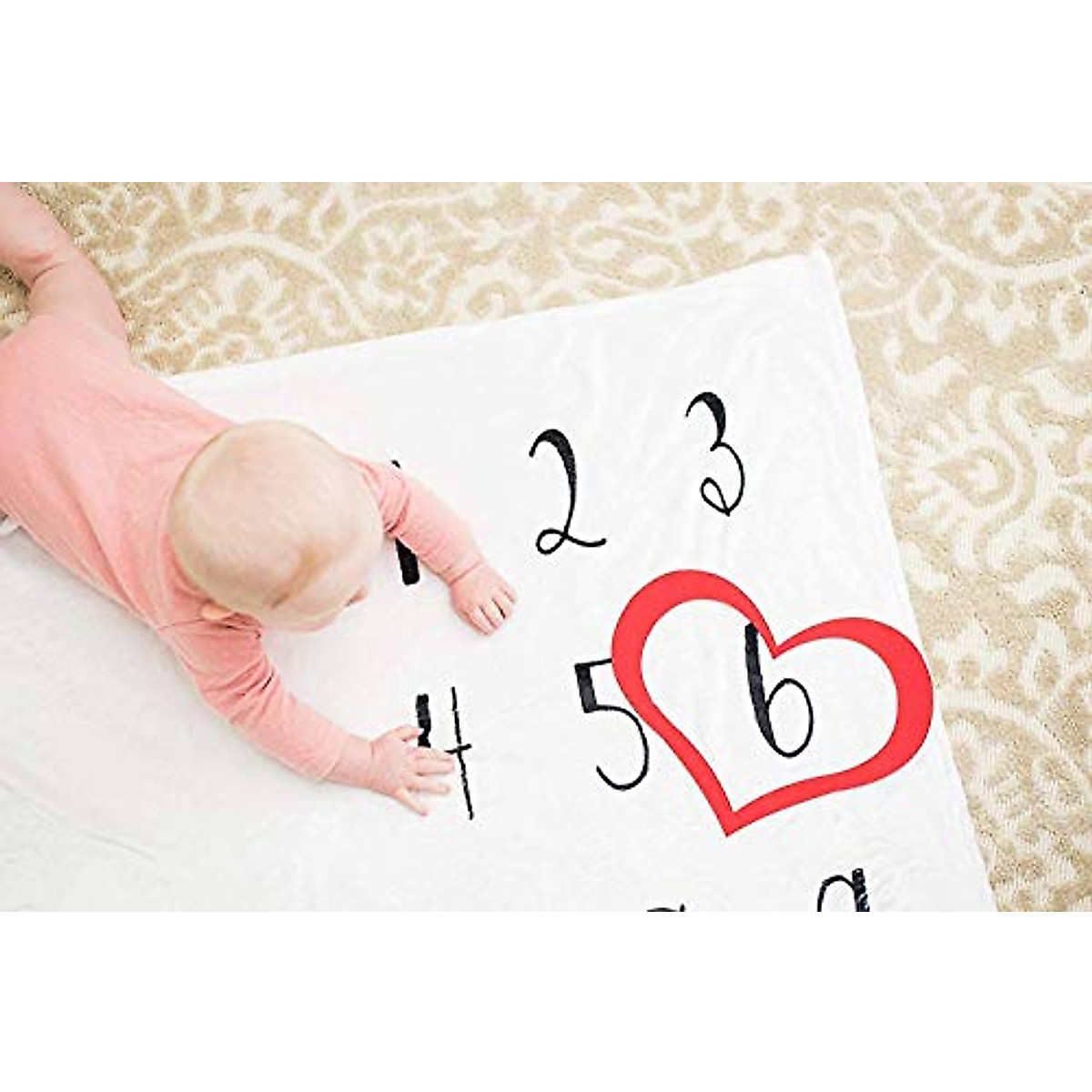 Prazoli White Baby Milestone Blanket Unisex - Baby Month Blanket Gender Neutral