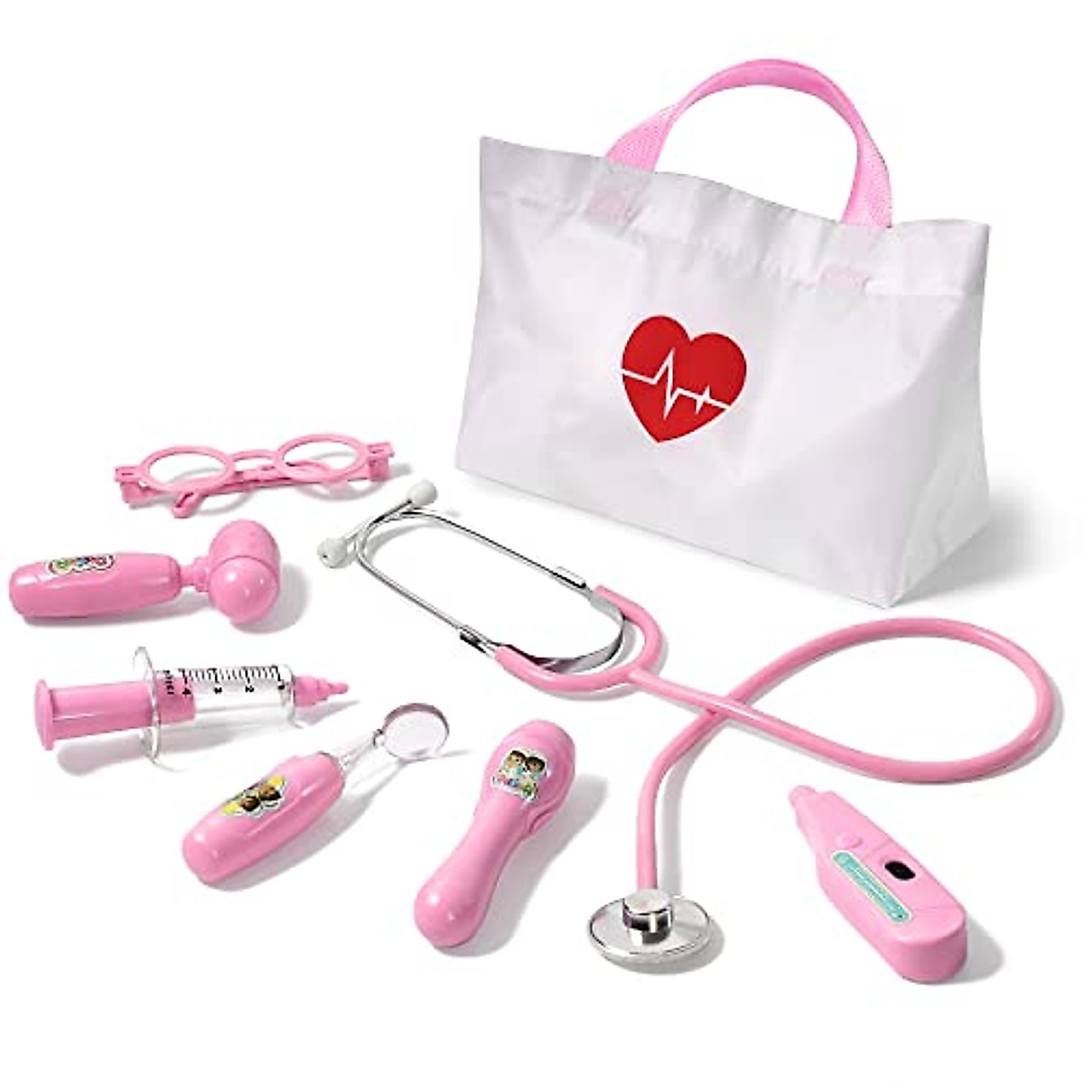 Phobby Kids Doctor Kit, 8 Pieces Kids Doctor Playset with Medical Storage Bag & Real Stethoscope, Pretend Play Doctor Toys for Toddler Boys Girls Aged 3 4 5 6 7 8