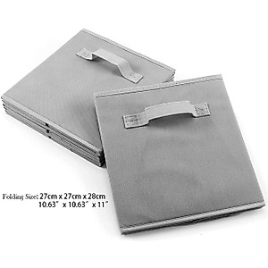 Debbu Basics Fabric Clothing Storage Bins - 10.6" x 10.6" x 11" - Collapsible Storage Cubes Organizer with Handles, Linen Foldable Storage Baskets Cloth Box Containers, Closet Organizers