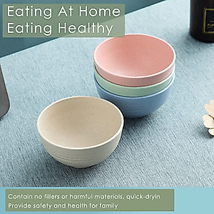 AlwaysU 12 oz Small Bowls Set of 4 Cereal Dessert Snack Bowl 4.6 inch Small Prep Serving Bowl for Rice, Side Dishes, Condiment, Dipping, Lightweight Wheat Straw