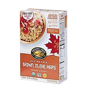 Nature's Path Organic Gluten Free Brown Sugar Maple Instant Oatmeal, 8 Packets, Non-GMO, 31g Whole Grains, 4g Plant Based Protein, 11.3 Ounce