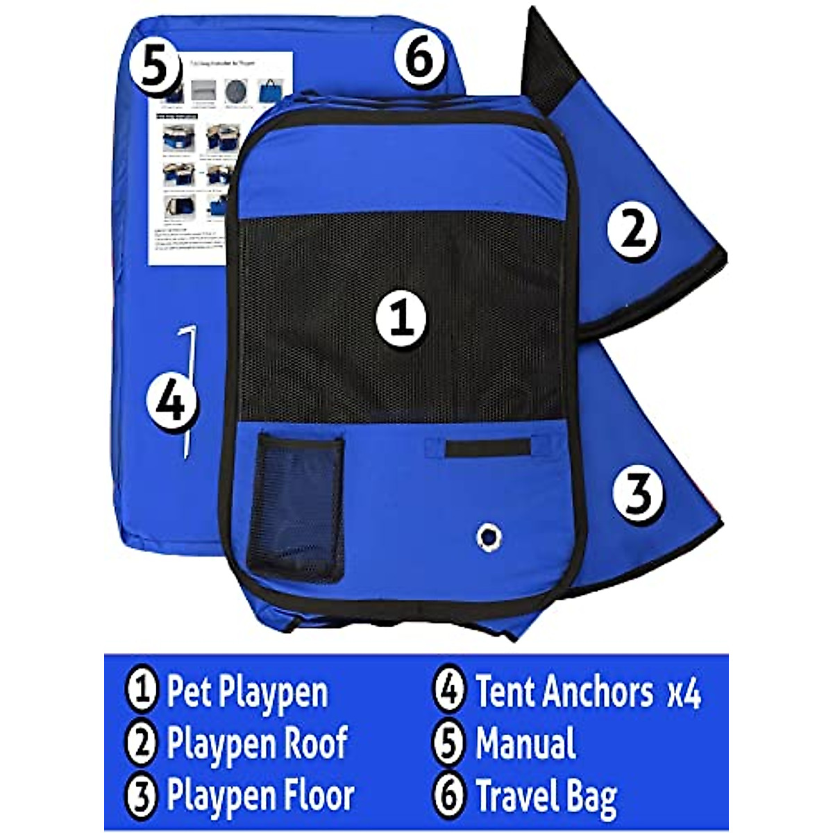 Portable Pet Playpen 45 * 45 * 22" Premium Large Size Puppy Kennel - Best for Small and Medium Size Dogs and Cats - Simple Folding Design for Easy Storage