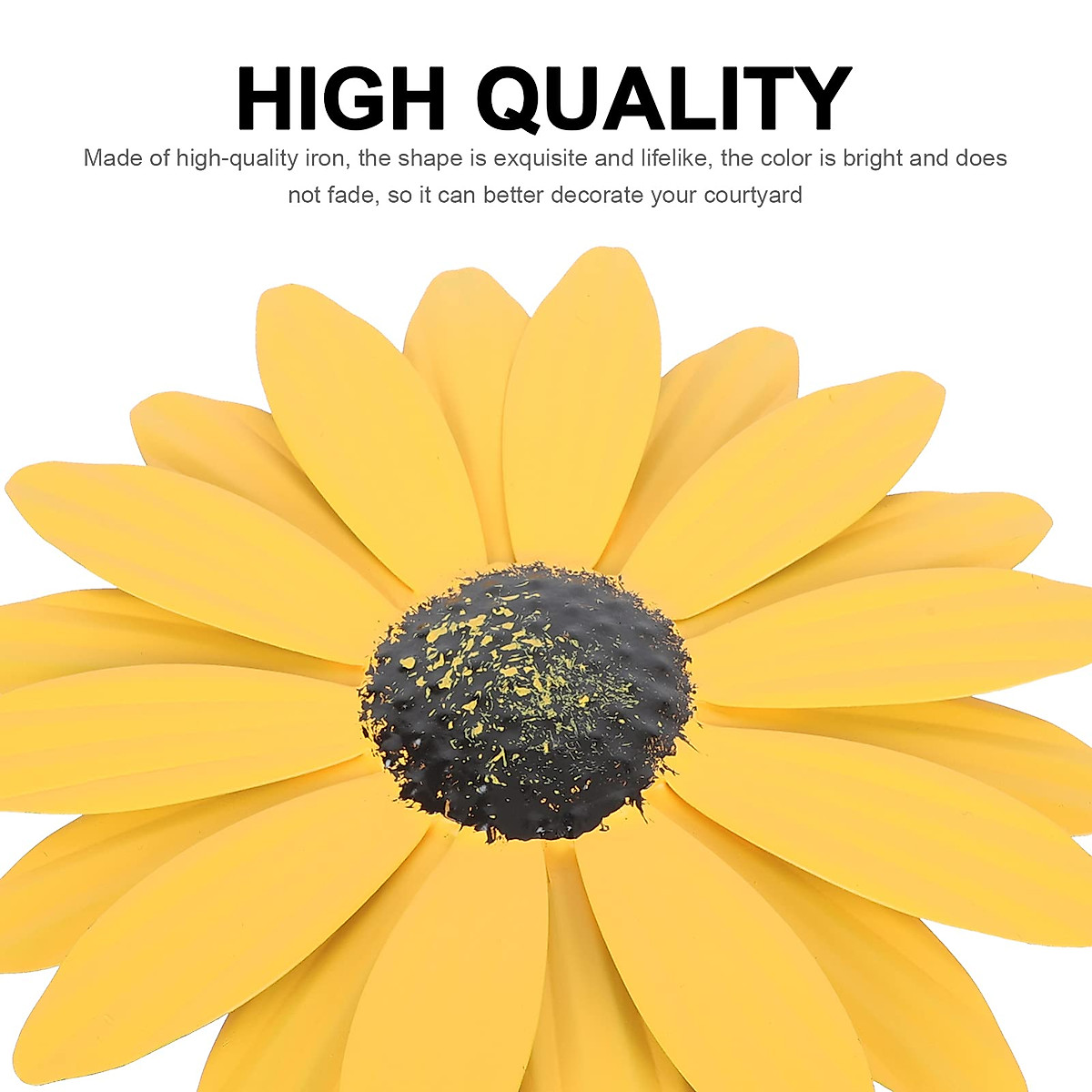 Happyyami Floral Wall Sculpture Metal Daisy Wall Art Inspirational Wall Sculptures Sunflower Hanging Figurine Wall Hanger Ornaments for Balcony Decor Yellow Garden Wall Art