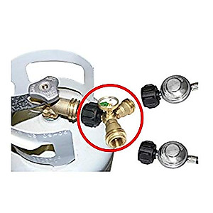 MENSI LP Proane Tank Cylinder 2 Way Tee Y Splitter Adapter with Level Indicator Gauge for Two Grills, Heaters