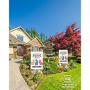 Easter Garden Flag, Double Sided Vertical Burlap Mini Flag for Garden Yard House, Happy Easter Outdoor Bunny Rabbit Welcome Small Flag, Farmhouse Outside Holiday Decorative Decoration, 12x18 Inch