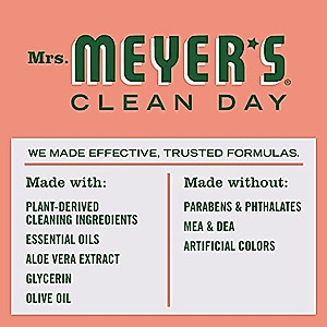MRS. MEYER'S CLEAN DAY Hand Soap Refill, Made with Essential Oils, Biodegradable Formula, Geranium, 33 fl. oz