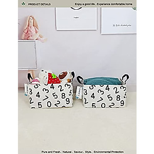 ONOEV 2 Pack Rectangular Fabric storage box,decorative basket and finishing basket with handle are used for the storage of clothes,books and sundries(2 Pack Black number)