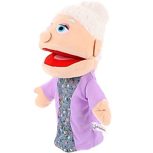 Zerodeko Grandmother Hand Puppet, Family Member Figure Puppets with Movable Mouth, Plush Hand Puppet Pretend Play Toys Storytelling Props Early Educational Toy for Girls Boys