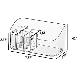 SUNFICON Makeup Tray Holder Organizer Cosmetic Display Case Tabletop Desktop Vanity Countertop Bathroom Wall Cabinet Medicine Storage Box 9 Dividers 2 Removable for Womens Ladies Girls Crystal Clear