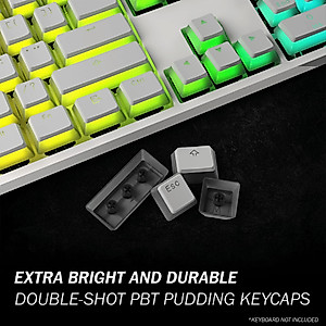 HK GAMING 112 Double Shot PBT Shine Through Pudding Keycaps Ansi/ISO - OEM Profile for MX Switches White
