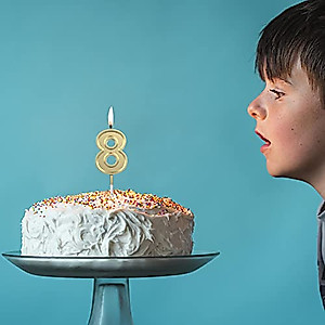 IBLESSU 10Pcs Numeral Birthday Candles - Glitter Candles for Cake and Cupcake, Number 0-9 Candles Topper Decorations for Anniversary Birthday Party - Kids, Adults(Champagne)