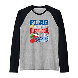 Christmas Football Penalty Flag| Stocking Stuffers Coal Raglan Baseball Tee