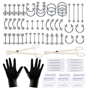 Xpircn Piercing Kit 14G 16G Body Piercing Jewelry Kit Tool, Catheter Piercing Needles Mixed 14G 16G 18G 20G IV Catheter Needles
