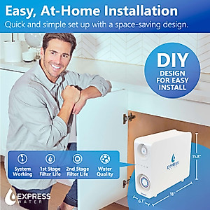 Express Water 600 GPD Tankless Reverse Osmosis System - 2:1 Pure to Drain Reverse Osmosis Water Filter System, Easy Install, Quick Twist Filters RO Water System - RO System Under Sink, Brushed Nickel