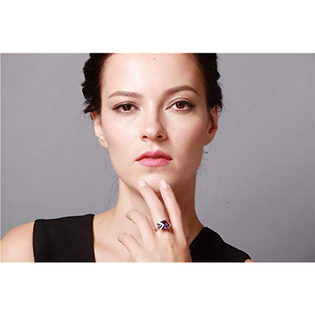 Uloveido Lady Fashion Statement Jewelry Arrow Love Purple Ring Synthetic Alexandrite Ring for Mom Gifts For Women Love Forever J130 (size 9)