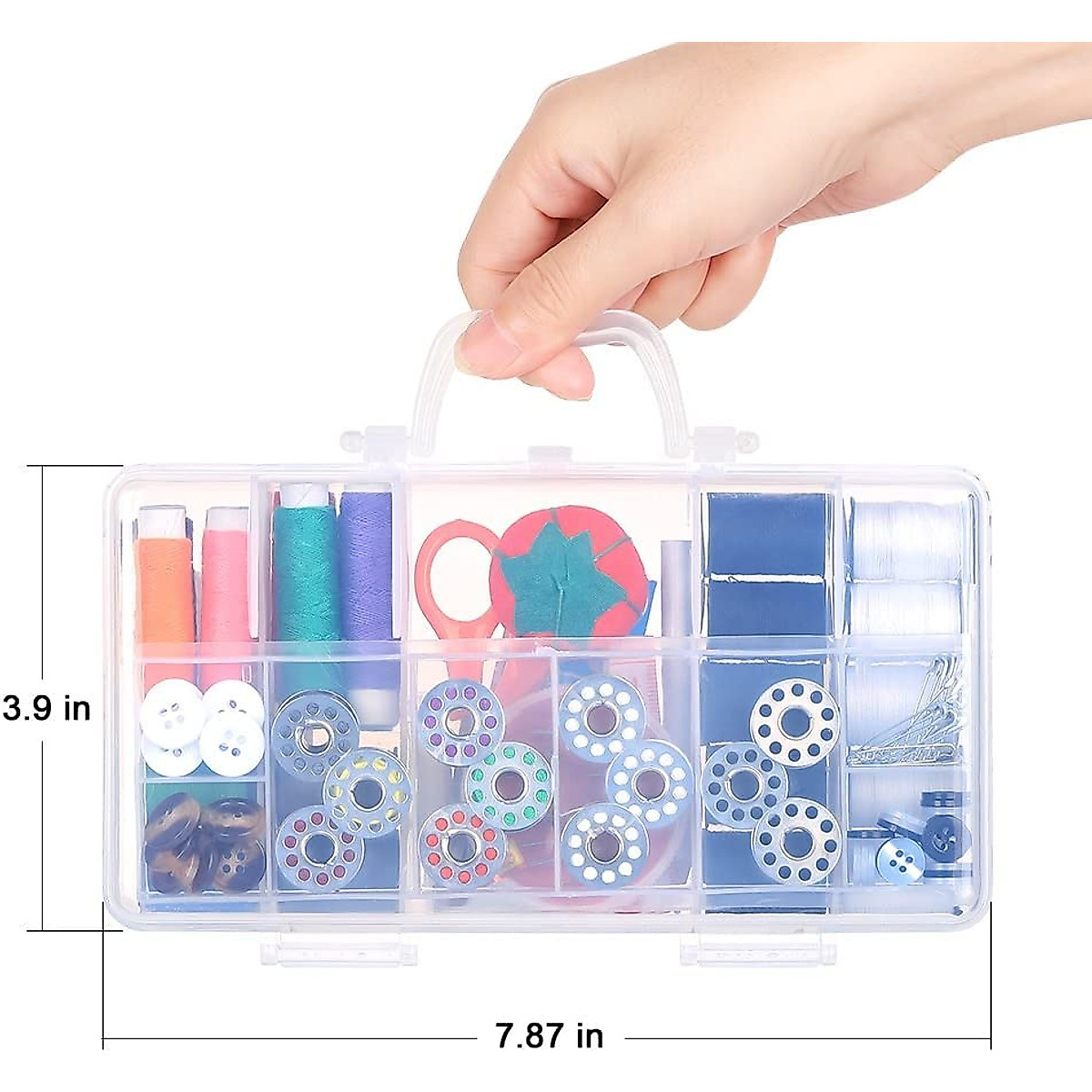 NEX Sewing Thread Set 64 PCS Assorted Sewing Threads with Bobbins Case Thread Spools for Basic Sewing Machine, Emergency and Travel