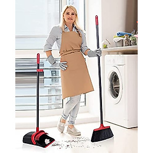 Broom and Dustpan Set, Broom and Dustpan, Broom and Dustpan Set for Home, Upgrade 52" Long Handle Broom with Stand Up Dustpan Combo Set for Office Home Kitchen Lobby Floor Use, Dust pan and Broom Set