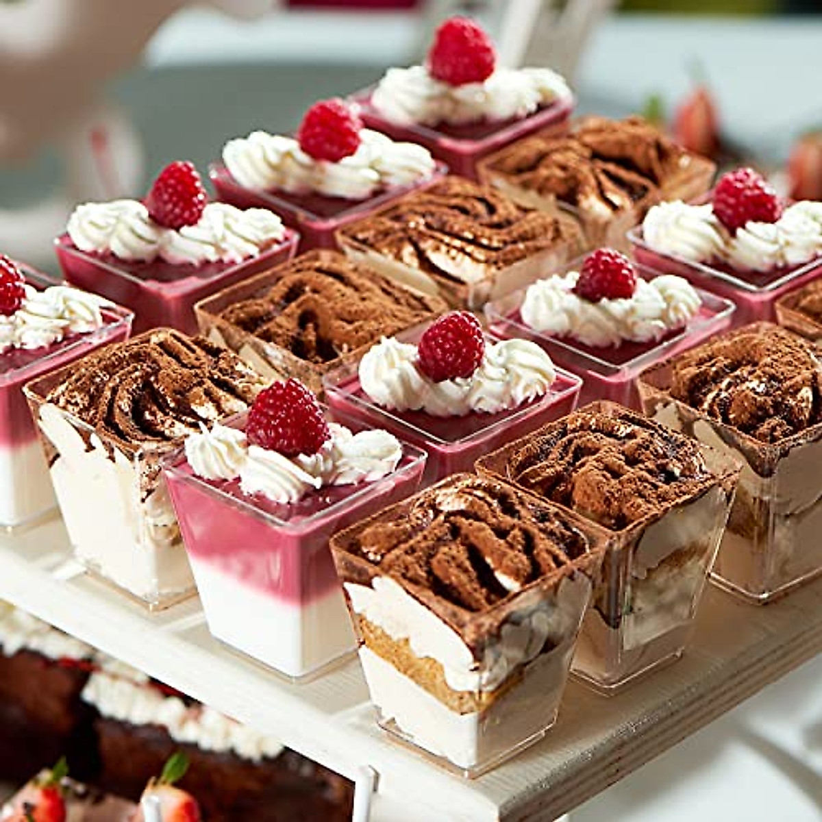 EASERCY 100 Pack 5 oz Plastic Dessert Cups Appetizer Cups for Party Parfait Cups Mini Dessert Cups with Spoons Yogurt Parfait Containers Shooter Cups for Pudding Fruit and Ice Cream