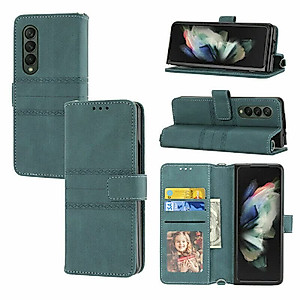 EAXER for Samsung Galaxy Z Fold 3 5G Wallet Case, with Crossbody Strap Premium PU Leather Folio Flip Card Slot Kickstand Protective Case Cover (Green)