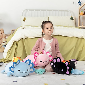 MaoGoLan 4Pcs Giant Axolotl Plush with 3 Babies Inside-23.5" Large Ultra Soft Axolotl Stuffed Animals Throw Pillow-Squishy Plush Collection Gift for Axolotl Lover,Kids,Teens