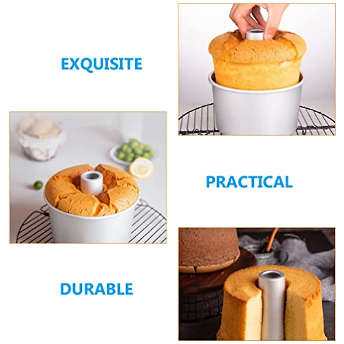 FLAVAS Mini Angel Food Pan Cake Pan 4inch NonStick Chiffon Tube Pan with Removable Bottom for Oven and Baking