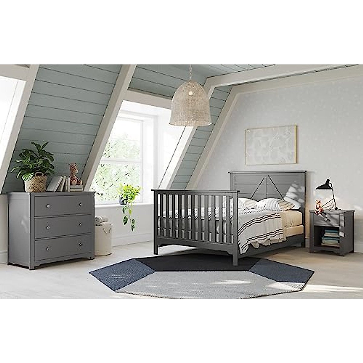 Forever Eclectic Woodland 4-in-1 Convertible Baby Crib, Brushed Pebble