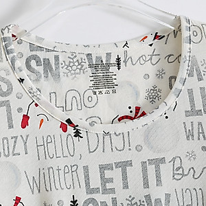 PNAEONG Women's Cotton Sleepwear Long Sleeves Nightgown Print Tee Sleep Dress XTSY109-Long White Snowman-L