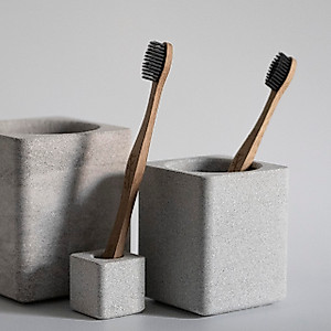 Bulbul® Premium Diatomite Fast Drying Holder (S), Hyper Absorbing Ceramic Sink Organiser for Toothbrush & Utensil Holder, for Toilet & Kitchen, Gray, Small Size