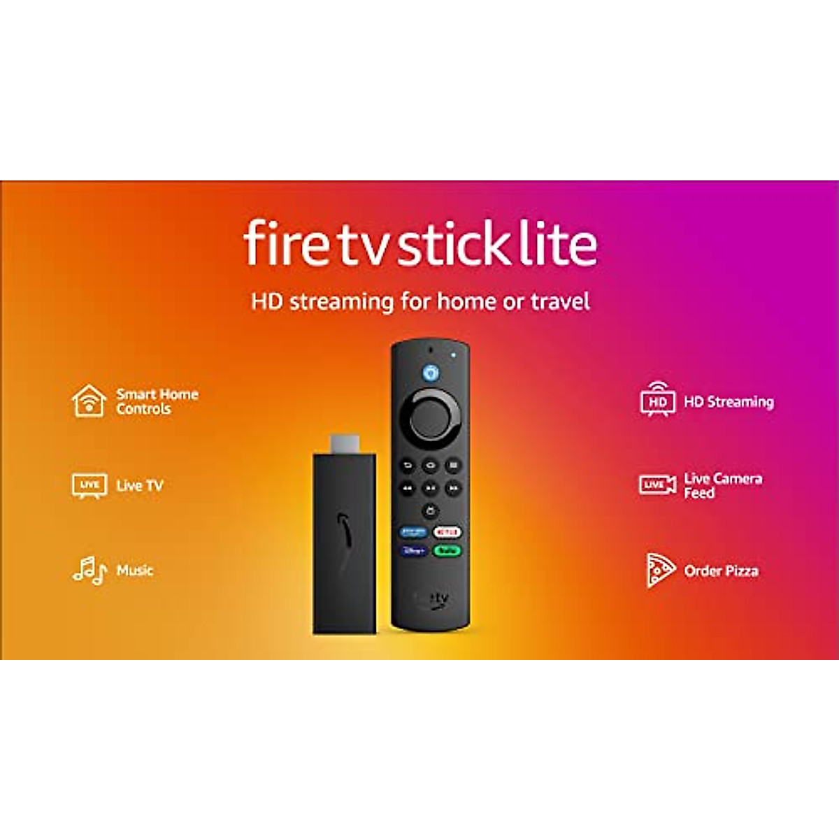 Fire TV Stick Lite, free and live TV, Alexa Voice Remote Lite, smart home controls, HD streaming
