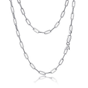 Amberta Women's 925 Sterling Silver Paperclip Chain: 3.6 mm 45 cm/18 inch