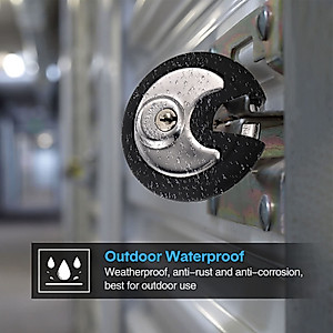 Chumia 10 Pack 70 mm Pad Lock Keyed Alike Padlocks Stainless Steel Discus Lock, 2 Keys Per Lock, Outdoor Round Disc Lock for Storage Unit, Sheds, Garages and Fence, Black Rubber Bumper Sheath