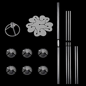 RUBFAC 7 Sets Balloon Stand Kits, Clear Balloon Holder for Table Including Glue, Tie Tool, Flower Clips, Balloon Sticks with Base for Birthday Wedding Party Centerpiece Table Decorations