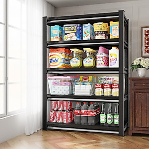 SDXYSTCE 40" W Garage Shelving Heavy Duty, 2500 Lbs Loads Garage Storage Shelves Heavy Duty, Metal Shelving Units and Storage Racks, Industrial Utility Shelf,40" Wx18 Dx72 H, Black