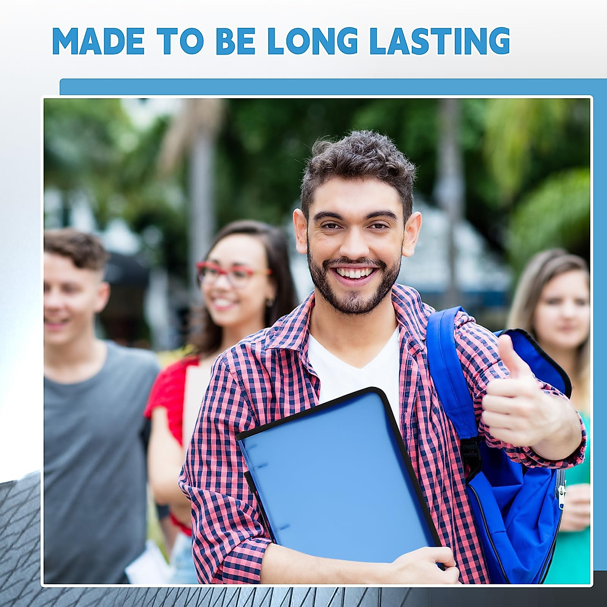 Teling 8 Pack 1 Inch Binder Blue Zipper Binder with 3 Ring Cover Zipper, Refillable Plastic Clear File Organizer Planner for Projects, Assignments, Memos, School Work