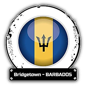 DG Graphics Bridgetown Barbados Glossy Flag Label Art Decor 5'' x 5'' Magnet Vinyl Magnetic Sheet for Lockers, Cars, Signs, Refrigerator