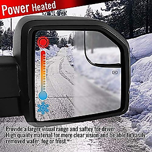 Carpartsinnovate For 15-20 Power Heated Black Passenger Right Side Mirror w/LED Signal Lamps