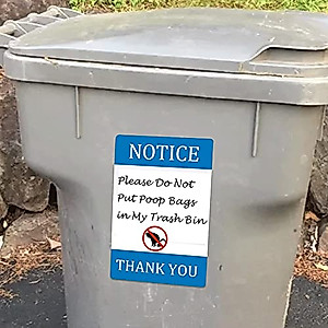 Please Do Not Put Poop Bags in My Trash Bin Sticker 10X7 inch Do Not Put Poop Bags in My Trash Bin Labels 8 Pack Pet Label for Trash Cans,Apartments,Stores,Parks