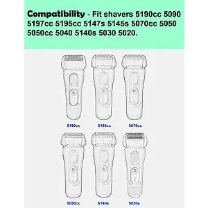 Series 5 Replacement Head 52S for Braun Electric Shaver, S5 Wet and Dry Replacement Head Compatible with Braun Series 5 Replacement Foil and Cutter, 52S Replacement Head Fit 5190cc 5090 5020 (2 Count)