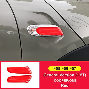 ABS Side Scuttle Lamp Light Pattern Fender Cap Case Cover Compatible with Mini Cooper F55 Hardtop F56 Hatchback F57 Covertible (Red Color, 2014-2021)