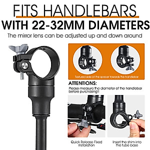 West Biking Bike Mirror Handlebar Mount, Adjustable Rotatable Bicycle Rear View Mirror, Wide Angle Acrylic Convex Safety Mirror for Mountain Road Bike (Black- 2 PCS Converx Mirror)