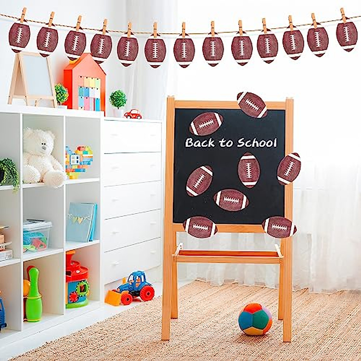 100pcs Glitter Football Cutouts Sports Ball Bulletin Board Football Shape Paper Cuts Party Decorations for Sports Theme Party Baby Shower Birthday Classroom Game Day Wall Decor Supplies