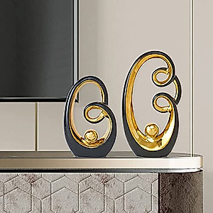 XINXUAN Ceramic Abstract Sculpture Decoration Black Modern Home Decoration Accessories Desk Decoration Gift Collection